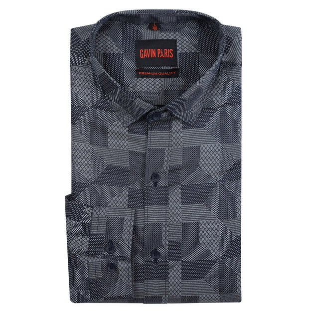 Gavin Paris Premium Navy Geometric Full Sleeve Shirt – gavin paris