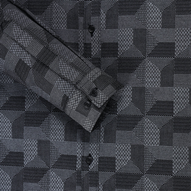 Gavin Paris Premium Black and Gray Geometric Full Sleeve Shirt – gavin ...
