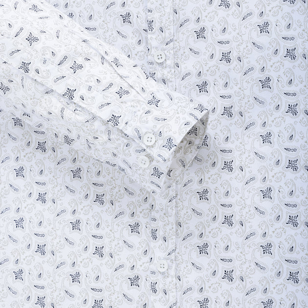 Gavin Paris Premium Quality Off-White Paisley Design Men's Full Sleeve ...