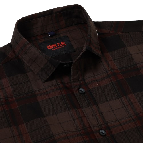 Gavin Paris Men's Premium Plaid Flannel Shirt - Brown FULL SLEEVE SHIRT ...