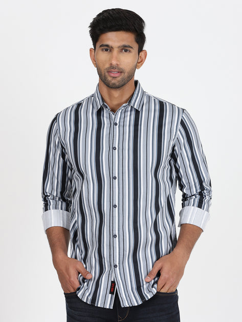 Gavin Paris Premium Striped Shirt - Black, White & Grey (GP042) – gavin ...